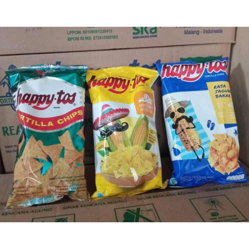 Jual happy tos tortilla chips 140 gr packing Aman pakai dus | Shopee ...