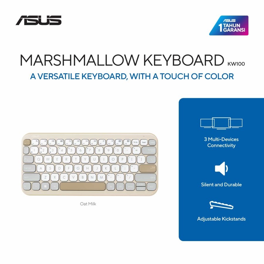 Jual ASUS Marshmallow Keyboard KW100 - Oat Milk | Shopee Indonesia