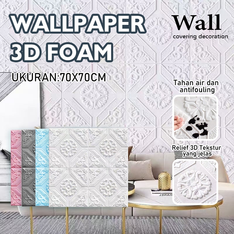 Jual Wallpaper 3D FOAM 70x70cm / Wallpaper Dinding 3D Motif Foam Batiky ...