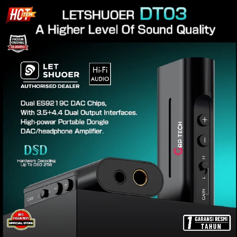 Jual Letshuoer DT03 / DT 03 Portable High Resolution Lossless DAC AMP Headphone Amplifier with ...