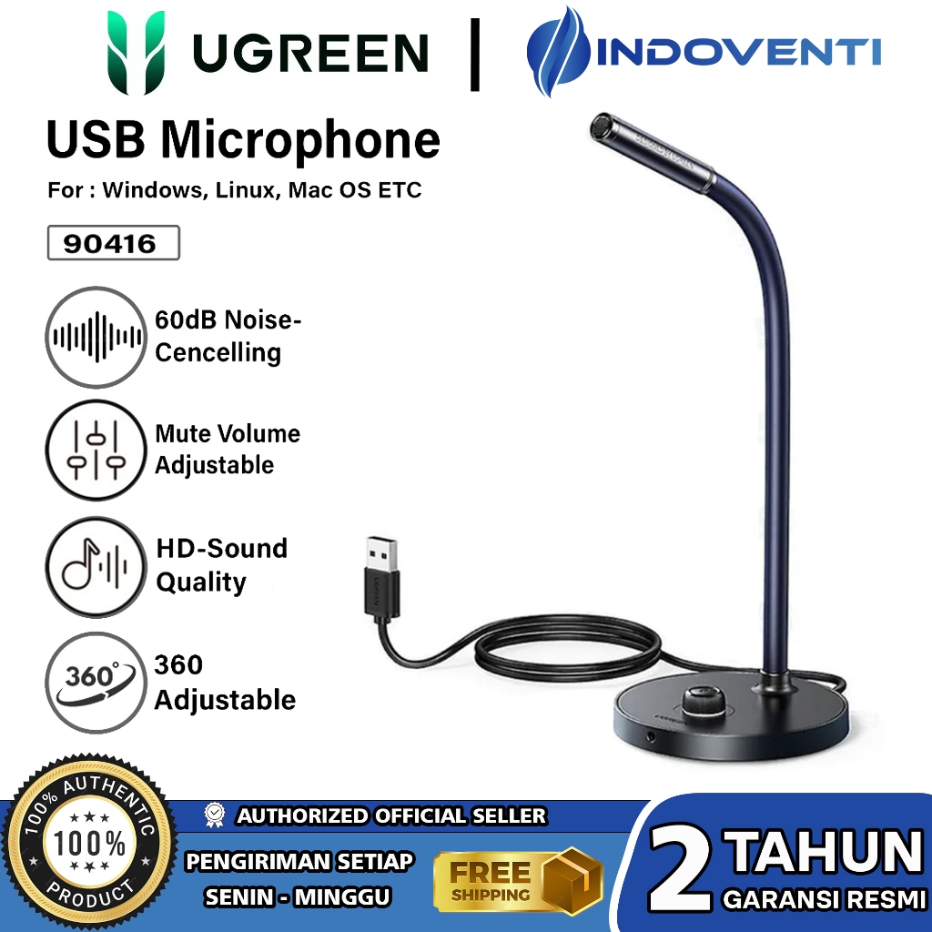 Jual UGREEN USB Microphone Desktop Computer PC Chatting Condenser Virtual Meeting Mic Zoom For ...