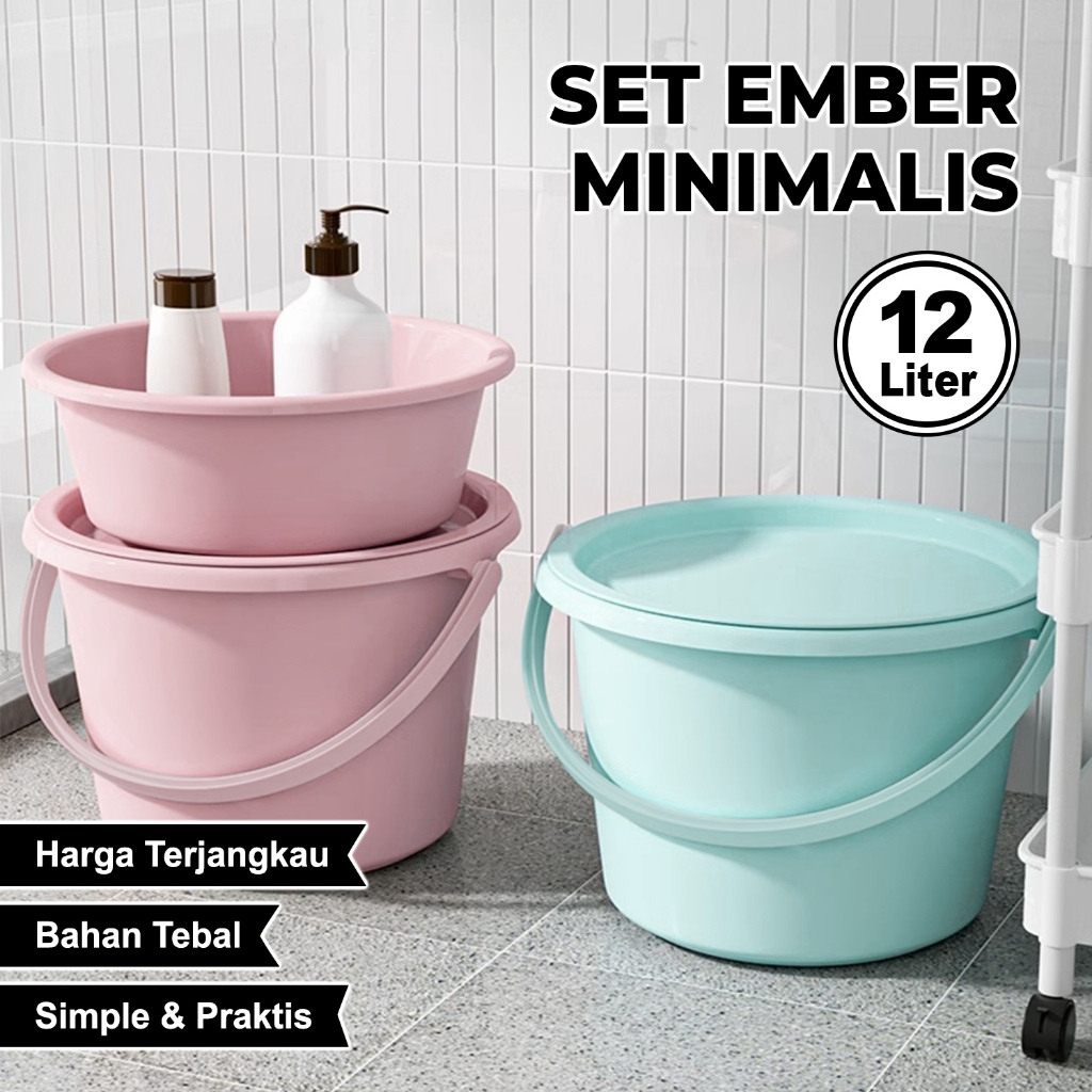 Jual Satu Set Ember 12 Liter + Baskom 6 Liter Plastik | Ember Baskom ...