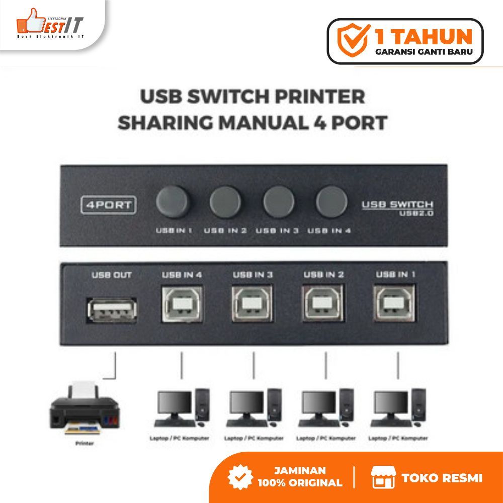 Jual USB Printer Manual Switch 4 Port NYK | Shopee Indonesia