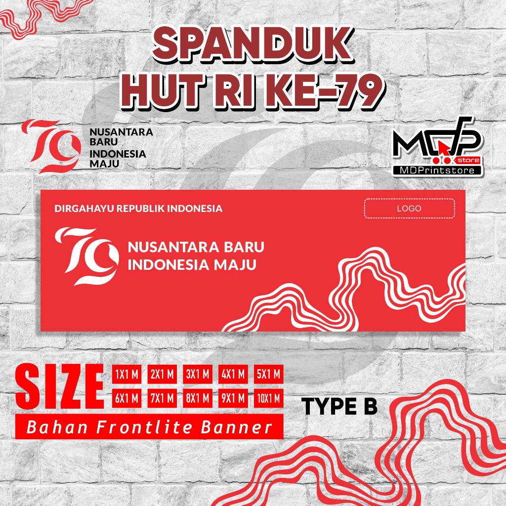 Jual SPANDUK HUT RI 2X1 METER KEMERDEKAAN AGUSTUSAN BANNER MDPRINTSTORE ...