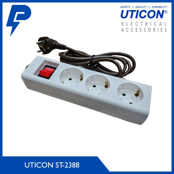 Jual Uticon Stop Kontak Arde Terminal 3 Lubang + Saklar + Pengaman ...