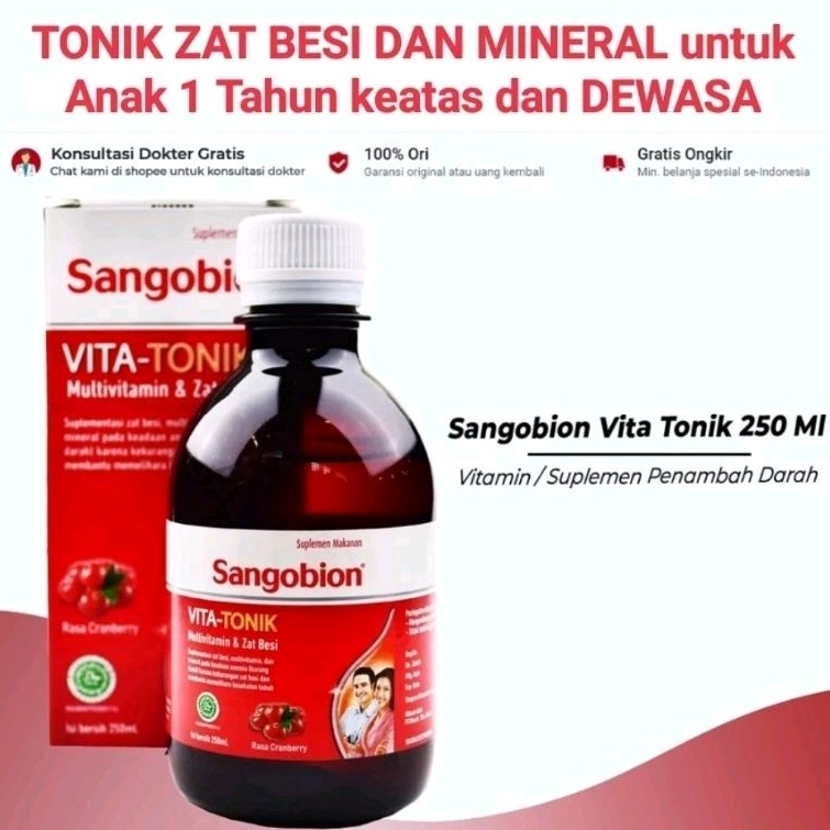 Jual Sangobion Sirup VITATONIK penambah darah/zat besi/anemia anak dan ...