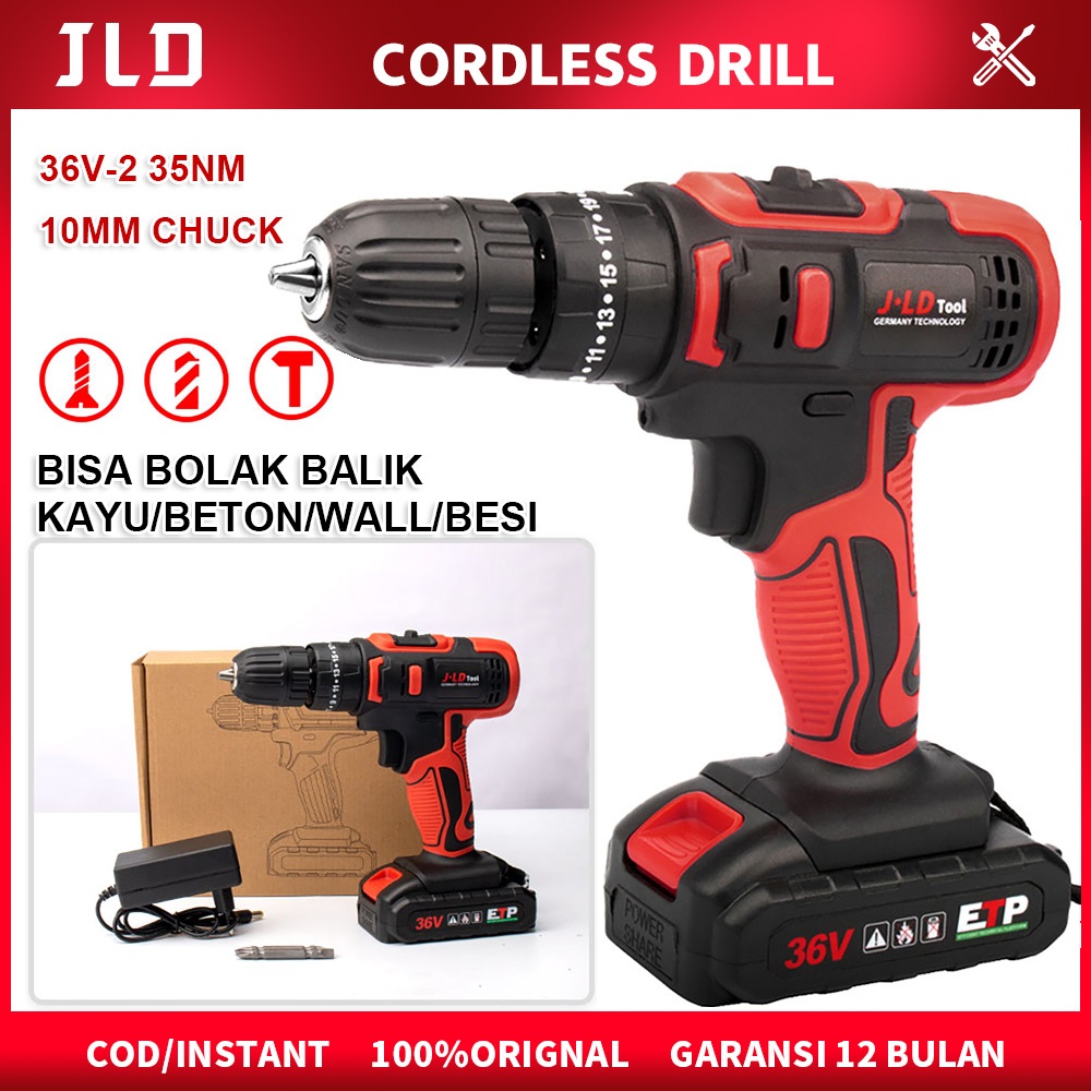 Jual JLD Mesin Bor Baterai Cas 36VF Cordless Mesin Bor Impact Drill ...