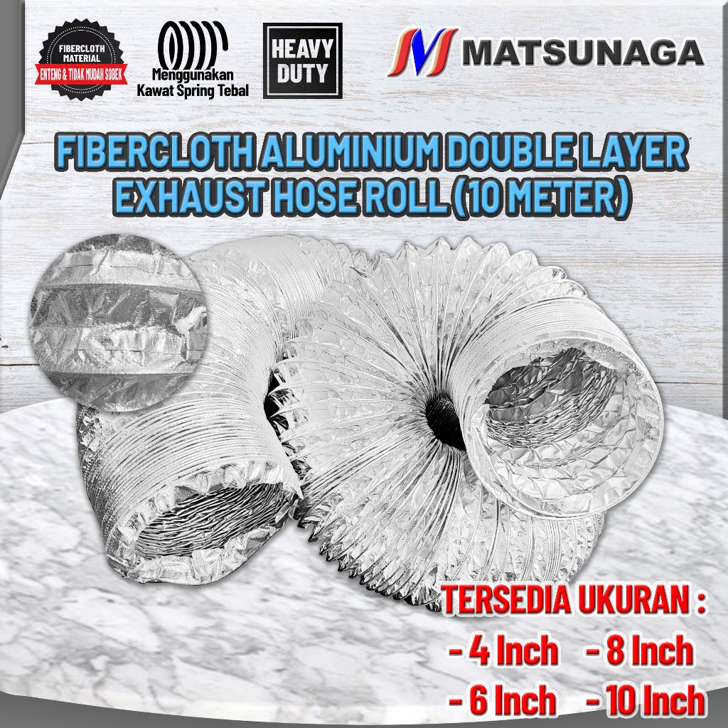 Jual MATSUNAGA 10 METER PIPA EXHAUST ALUMUNIUM DOUBLE LAYER (SERAT KACA ...