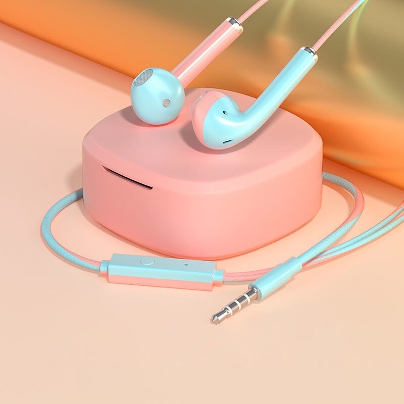 Jual Earphone Macaron Lucu Kabel Cute Pink Wired Earphone Unik Headset ...