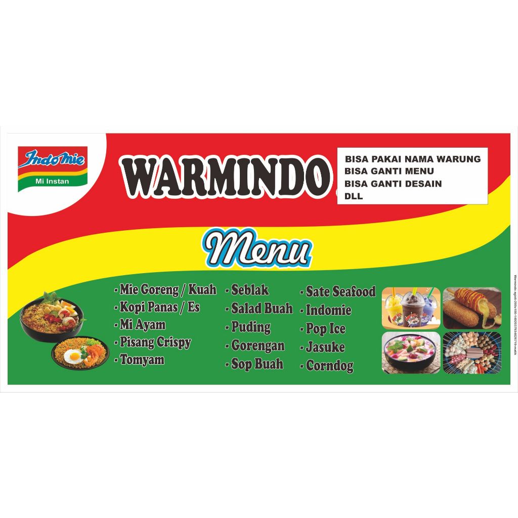 Jual Spanduk Banner Warmindo Bisa Ganti Menu dan Custom Desain | Shopee ...