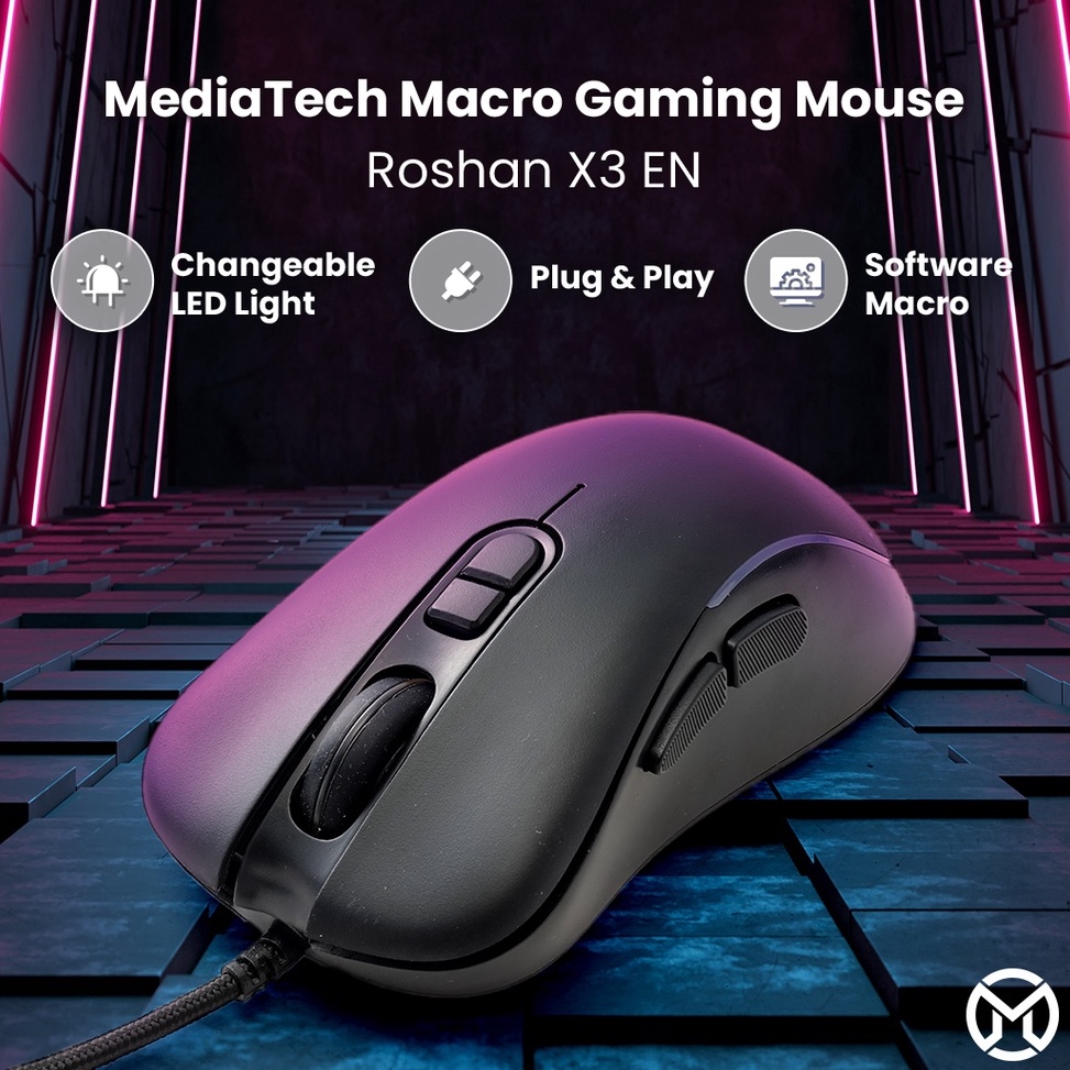 Jual Hanya di Shopee Mediatech Mouse Gaming Macro Roshan X3 With 7 Keys ...