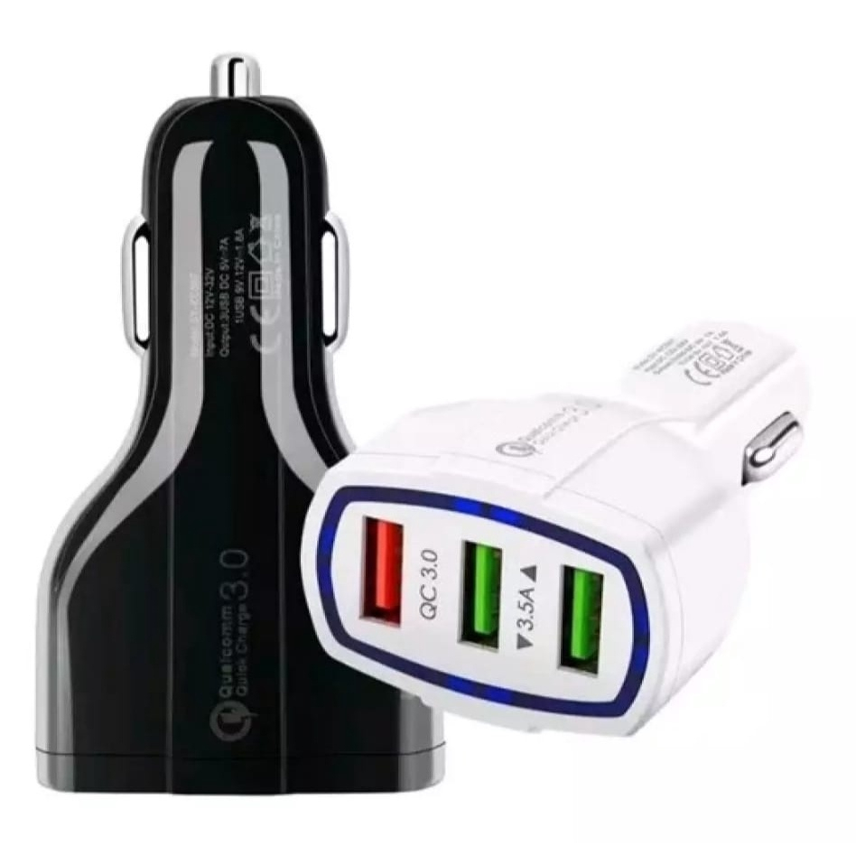 Jual CAR CHARGER / SAVER MOBIL FAST CHARGING 3 PORT USB QUALCOMM 3.0 ...