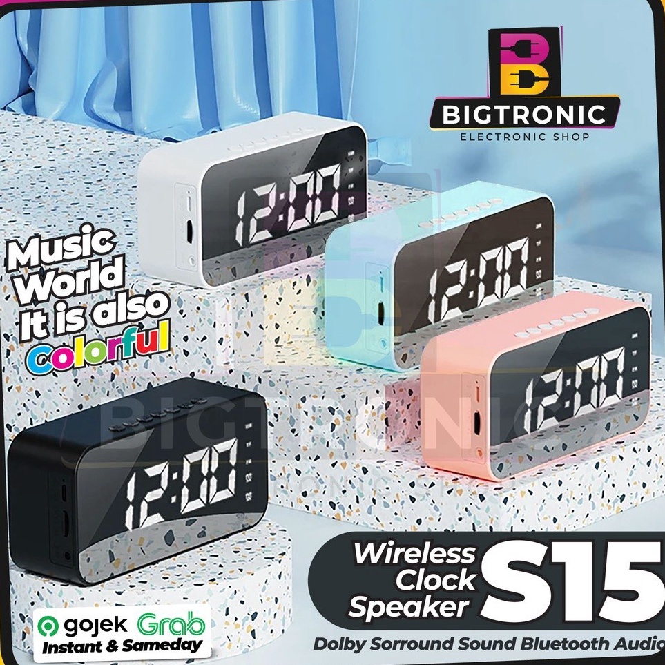 Jual Jam Speaker Clock S15 Wireless Bluetooth FM Radio Alarm Clock S15 ...