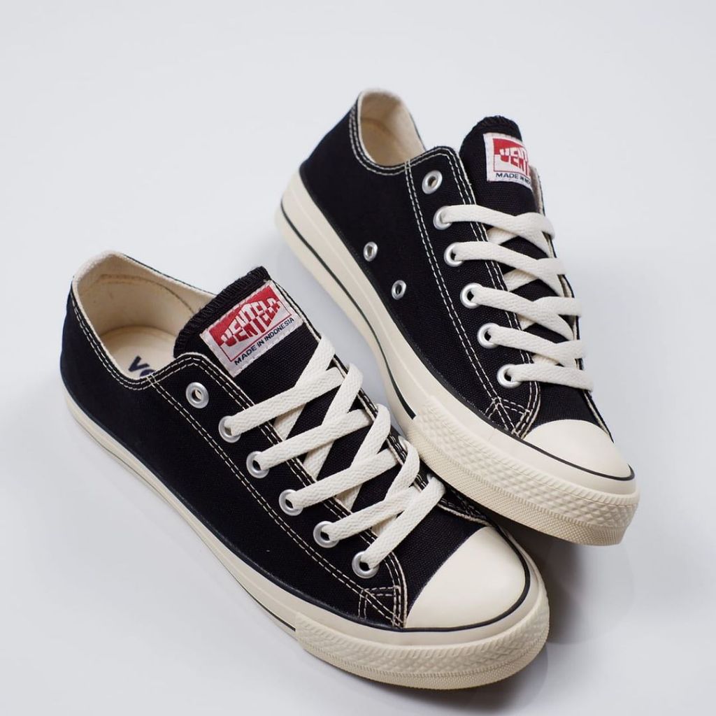 Jual Sepatu ventela ethnic low black natural white original official store | Shopee Indonesia