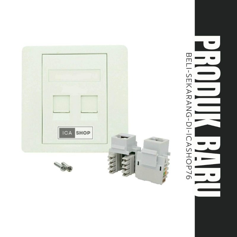 Jual FACEPLATE RJ45 2 PORT LAN WITH MODULAR JACK | Shopee Indonesia