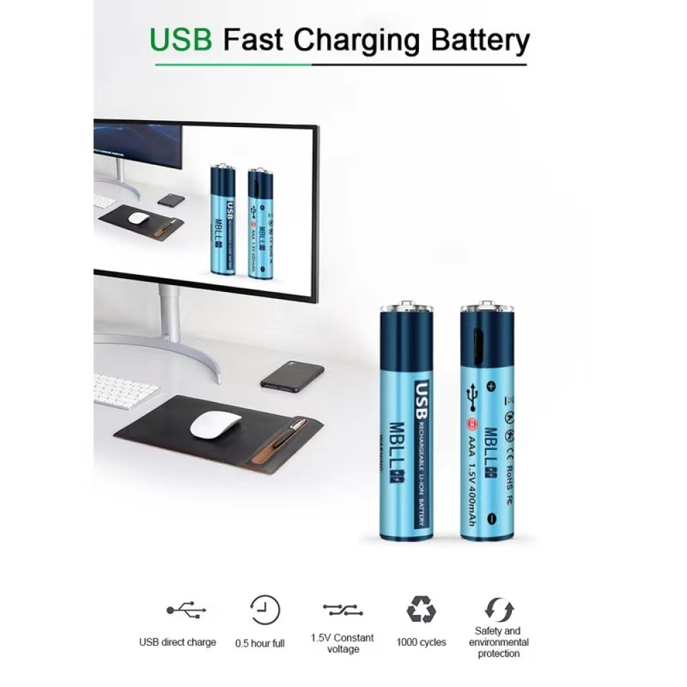 Jual Baterai Rechargeable AAA dan AA USB Type C 1.5V 1PCS 2700 mWh ...