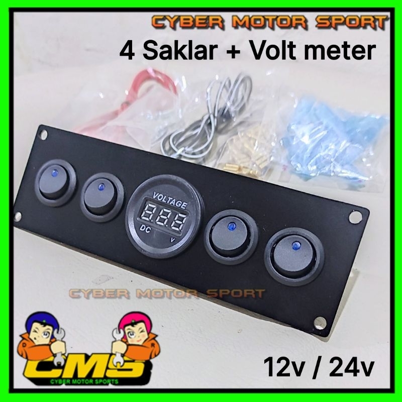 Jual Panel Dashboard 4 saklar plus USB charger Volt meter indikator DC ...