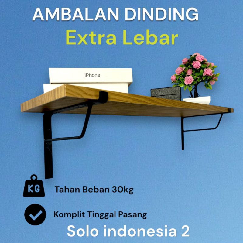 Jual Rak ambalan dinding minimalis 75cm x 20cm buku kayu tempel ...