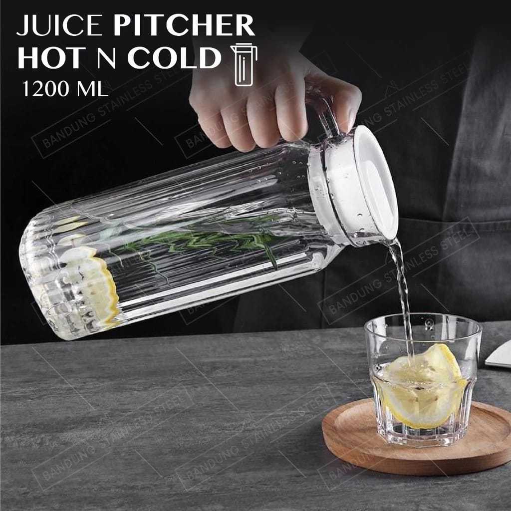 Jual JUICE PITCHER GLASS HOT & COLD JUG MINUM KACA 1200 ML | Shopee ...