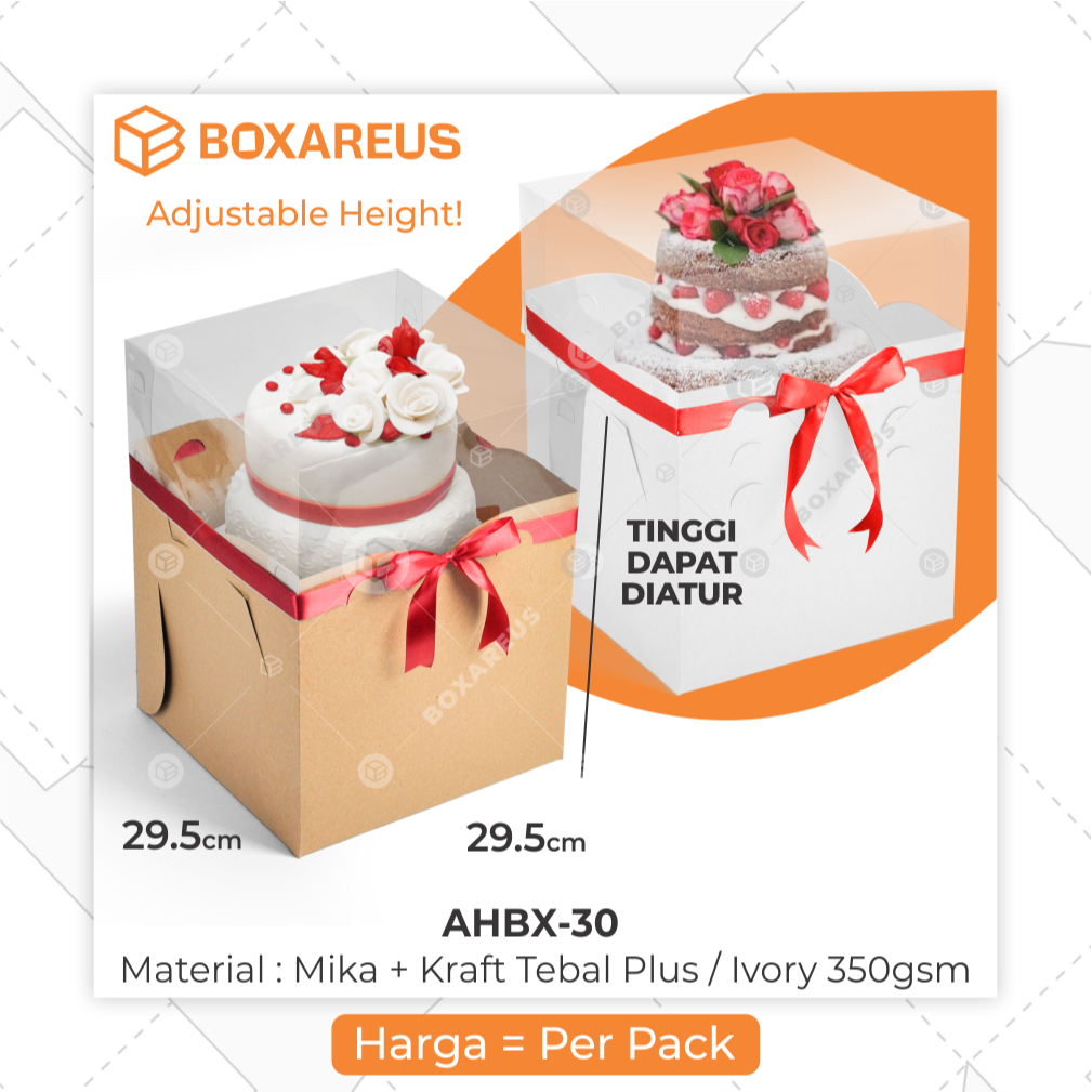 Jual Cake Box Tinggi Dus Mika Kue Kemasan Kotak Packaging | AHBX 30 ...
