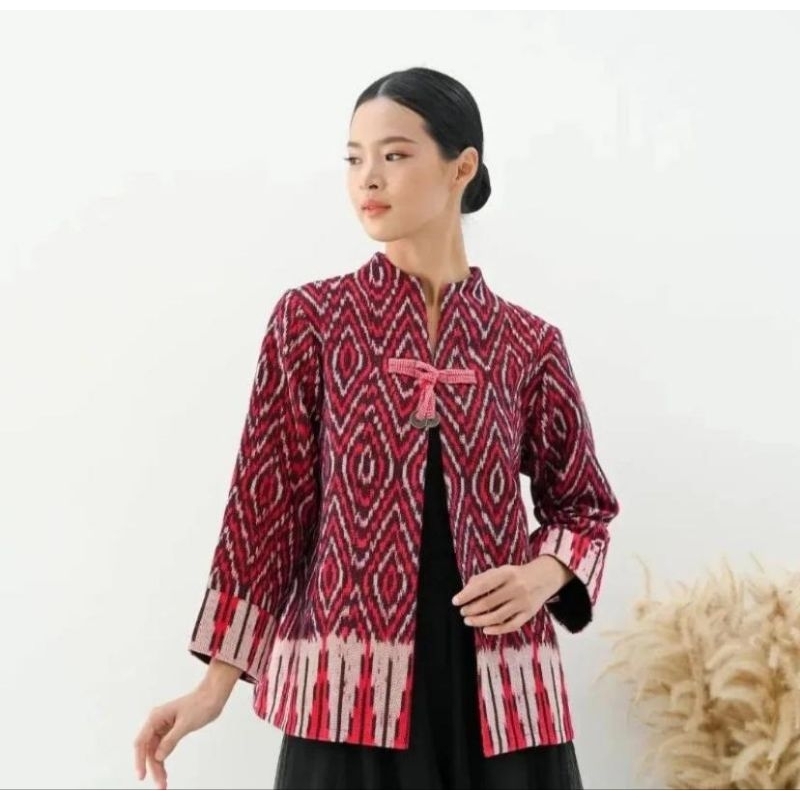 Jual outer blazer wanita full furing tricod baju tenun jepara etnik ...