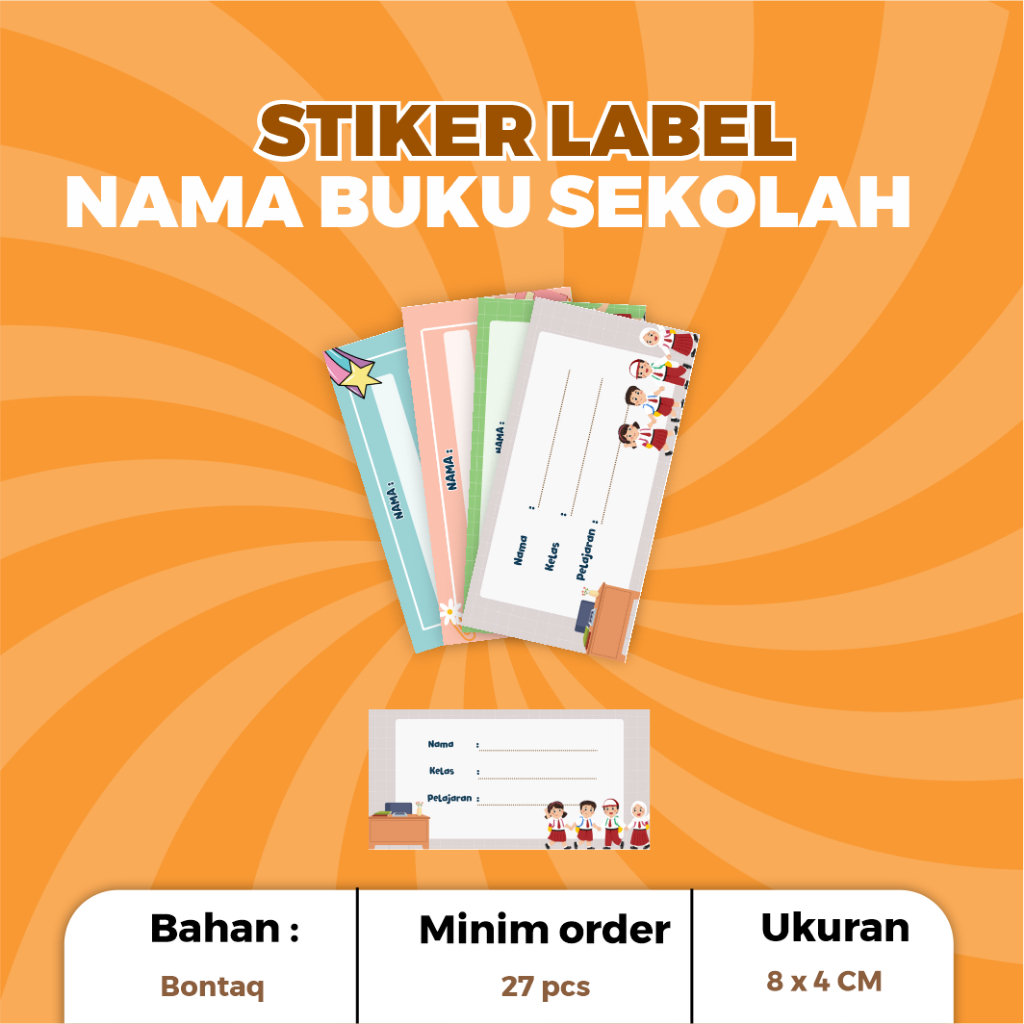 Jual [ISI 1 PACK 25 PCS] Sticker Label Buku | Sticker Buku Sekolah Anak ...