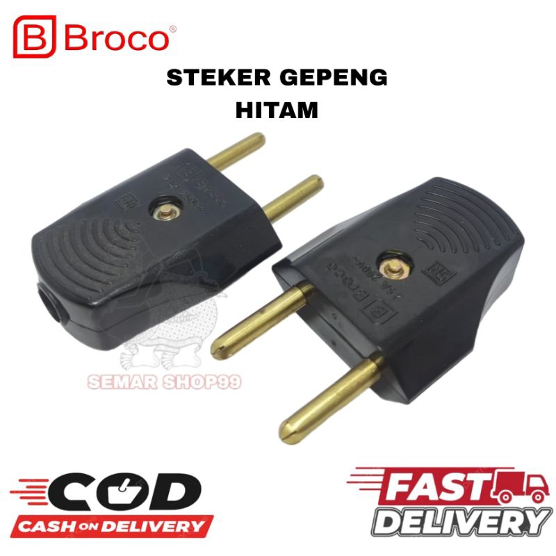 Jual Steker gepeng hitam Broco / Colokan gepeng hitam broco / Broco ...