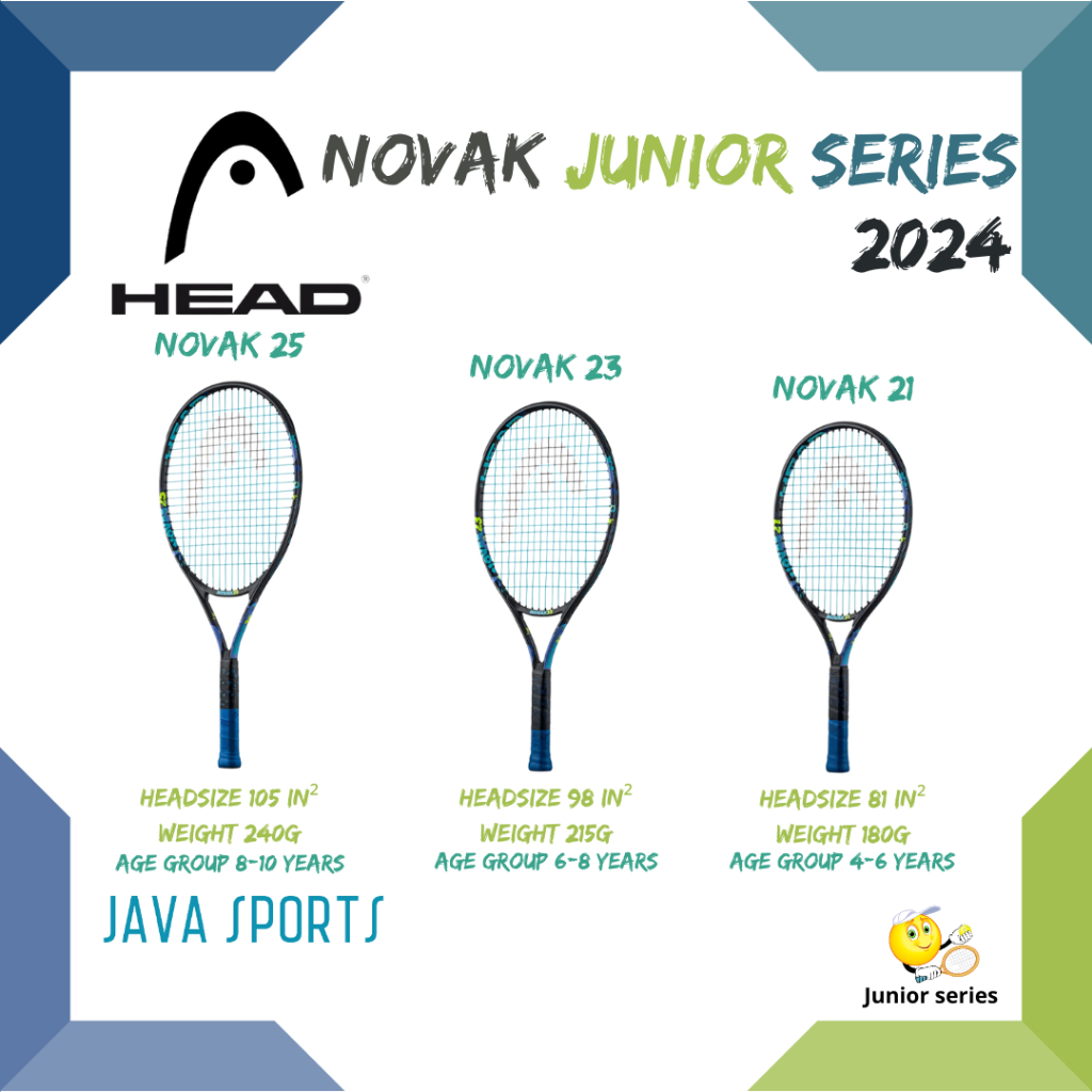 Jual Raket Tenis Head Novak Junior Series 2024 25 23 21 19 17 Tennis ...