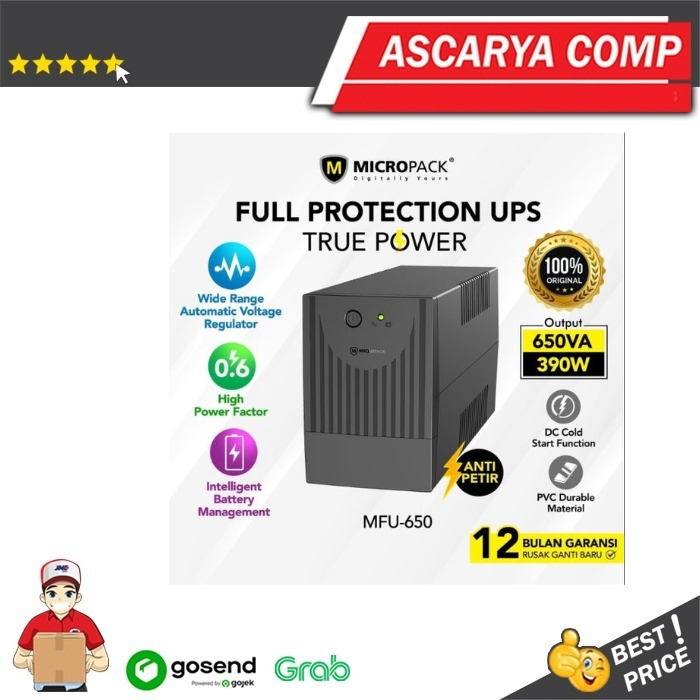 Jual UPS Micropack MFU-650 Anti Petir 650VA / 390WATT Battery 7Ah | Shopee Indonesia