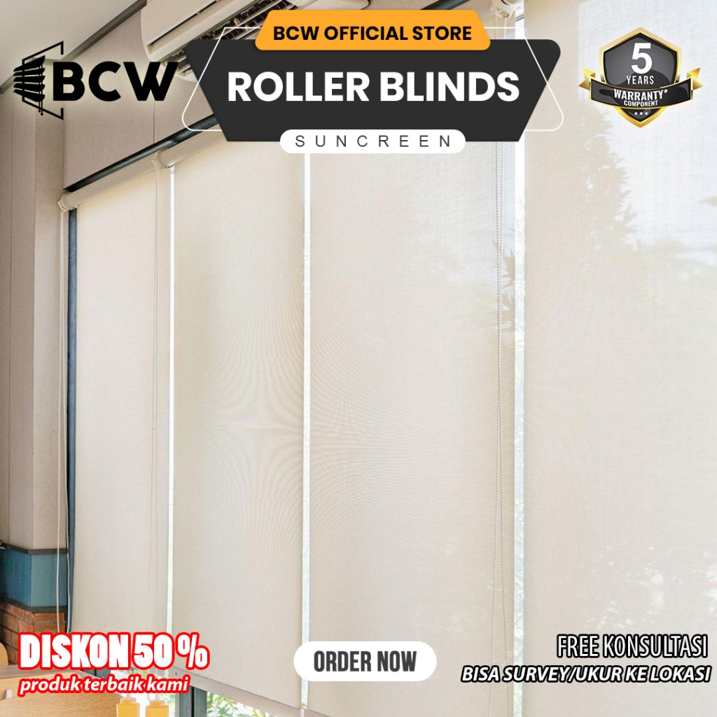 Jual BCW - Roller Blind Indoor Sunscreen - Custom Ukuran - Tirai ...