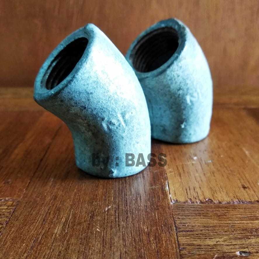 Jual Elbow Besi Galvanis 45* 1/2" | 3/4" Inch Knee Keni Sambungan Pipa ...