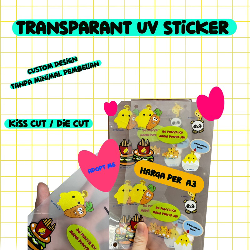 Jual transparant uv sticker / transparant super clear sticker / sticker ...