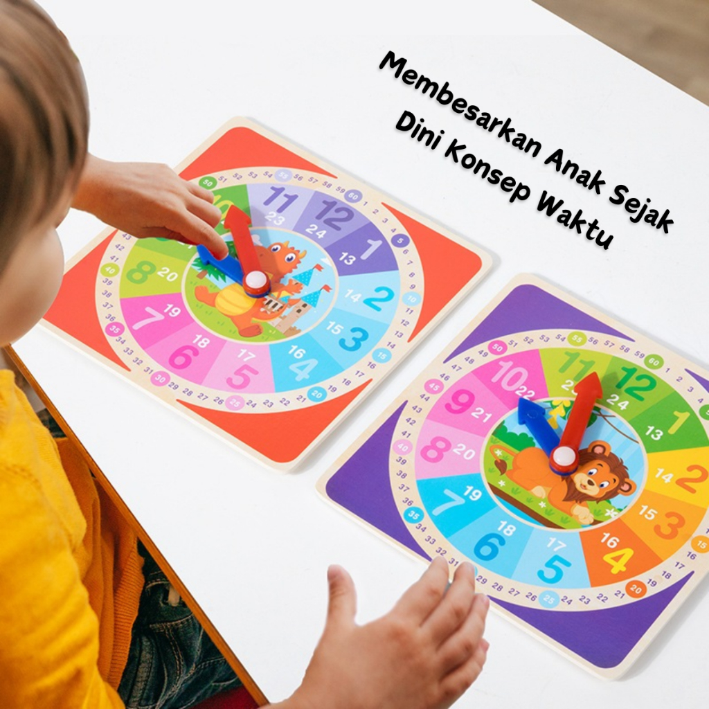 Jual Mommie's Kids Jam Kayu Edukasi Anak / Mainan Kayu Jam Belajar Anak ...
