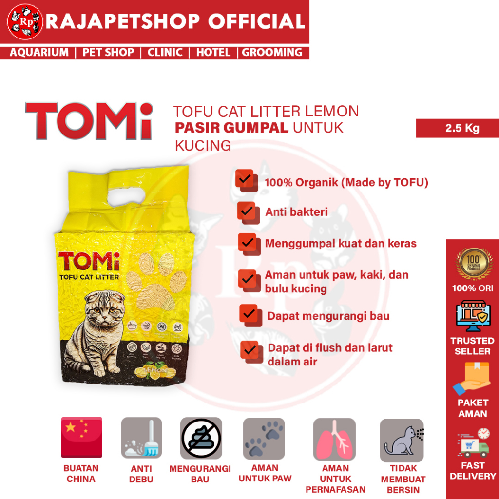 Jual TOMI TOFU CAT LITTER LEMON 7L (2,5kg) PASIR KUCING FLUSHABLE ...
