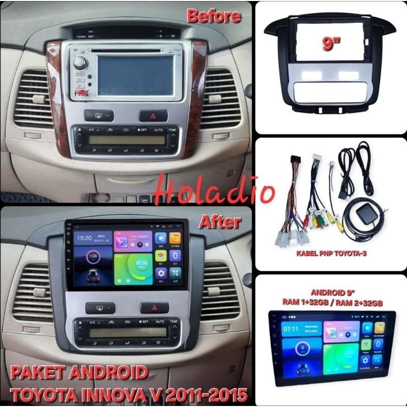 Jual PAKET HEAD UNIT ANDROID 9 INCH INNOVA LAMA TIPE E / TIPE G / TIPE ...