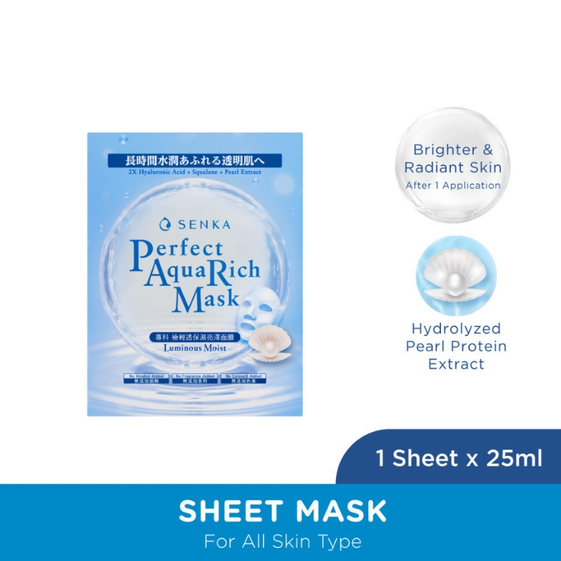 Jual SENKA Perfect Aqua Rich Sheet Mask Luminous Moist 21g | Shopee ...
