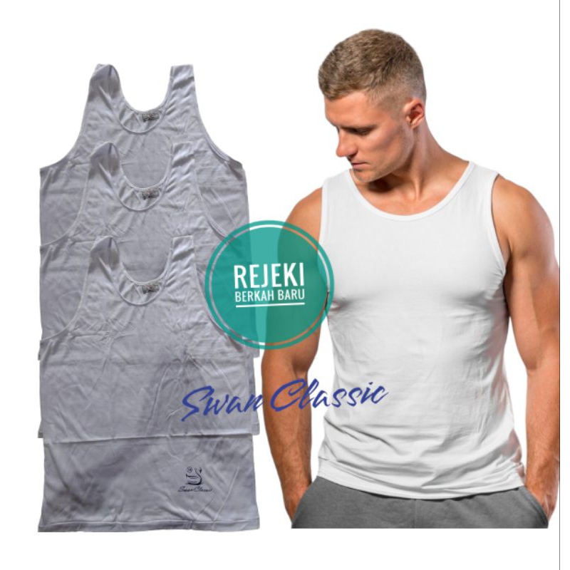 Jual SINGLET PRIA/KAOS DALAM PRIA KATUN PUTIH SWAN (1PCS) | Shopee ...