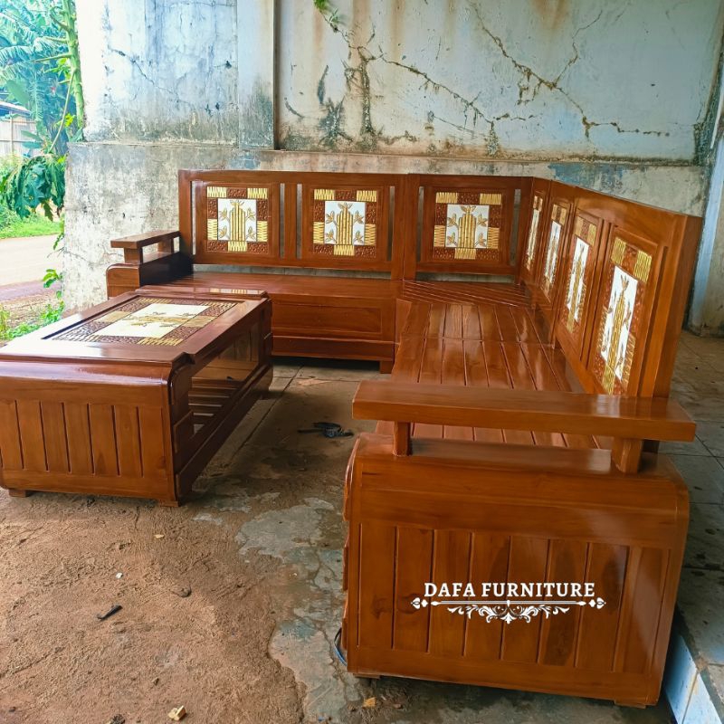 Jual Kursi Ruang Tamu Minimalis Kayu Jati Model Domini | Shopee Indonesia