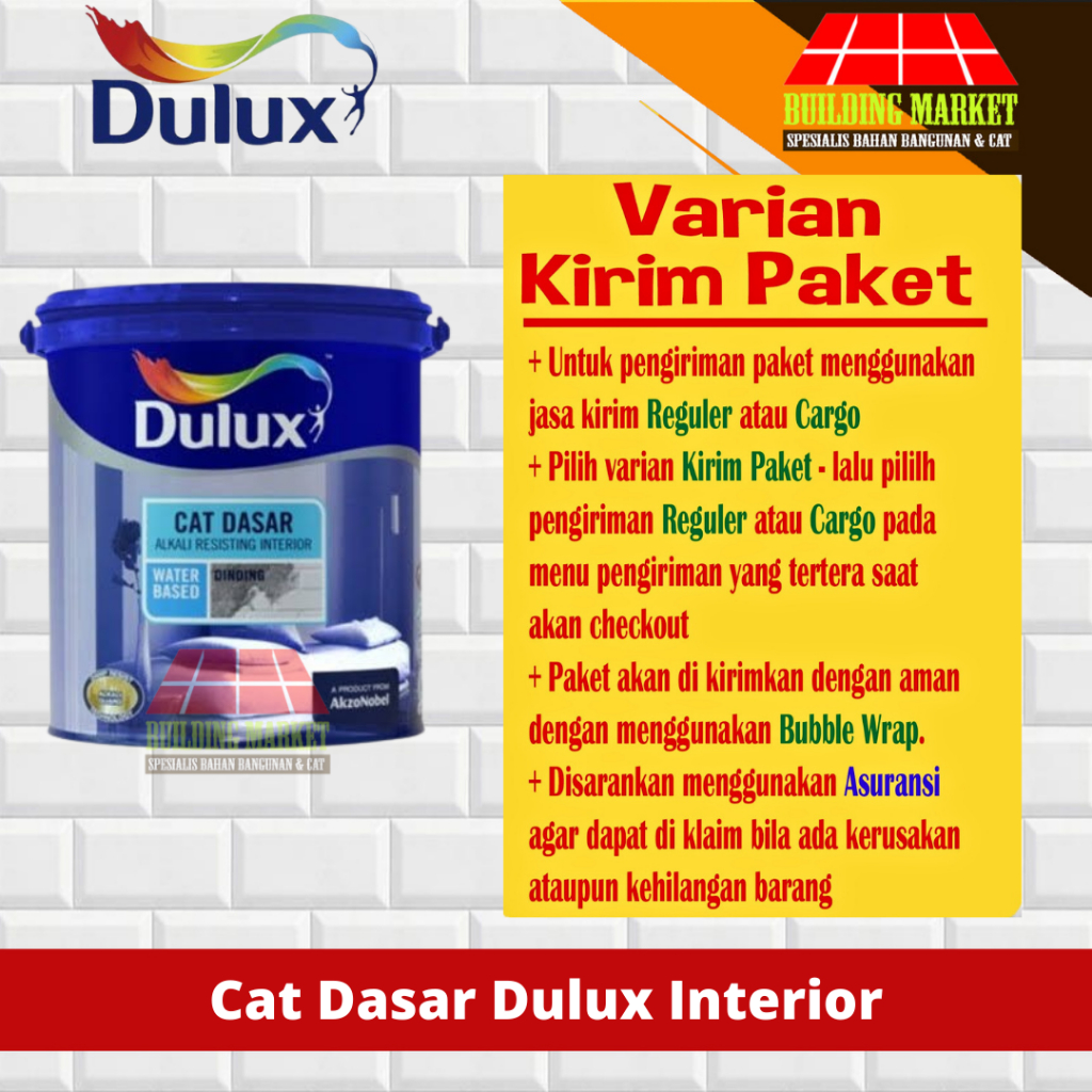 Jual Cat Dasar Dulux Alkali Resisting Interior Water Based 20 Liter Paket | Shopee Indonesia