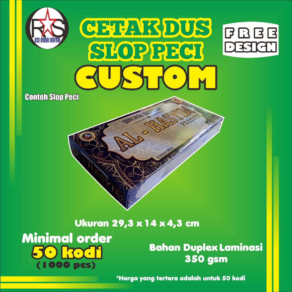 Jual Dus/Slop-Peci(Harga utk 1000pcs/50 kodi)desain sesuai keinginanmu ...