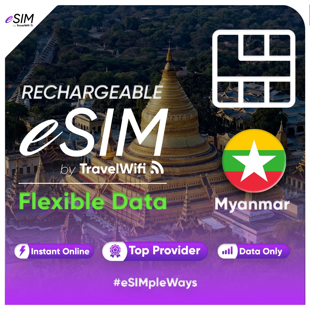 Jual RECHARGEABLE eSIM MYANMAR Flexible Data | MYANMAR Travel eSIM Card | eSIM MYANMAR | eSIM by ...