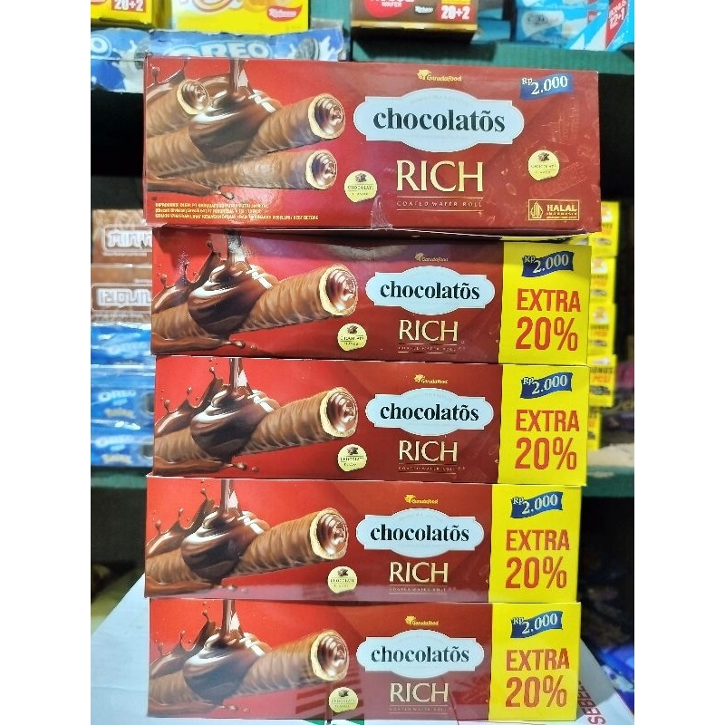 Jual Chocolatos RICH Wafer Roll Coated ( Isi 12 Pcs ) | Shopee Indonesia
