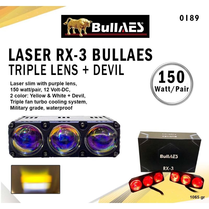 Jual Lampu LED Mini Laser Bull AES RX3 RX-3 Fog Lamp Lampu Kabut 3 Mata ...