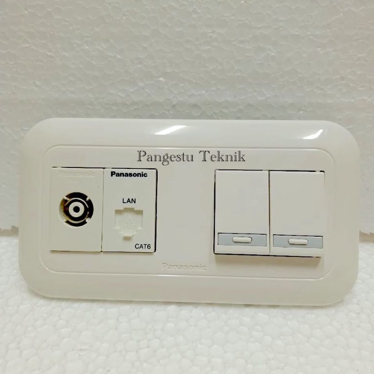 Jual Double Saklar plus Outlet data lan cat 6 & modul Jack Antena TV ...