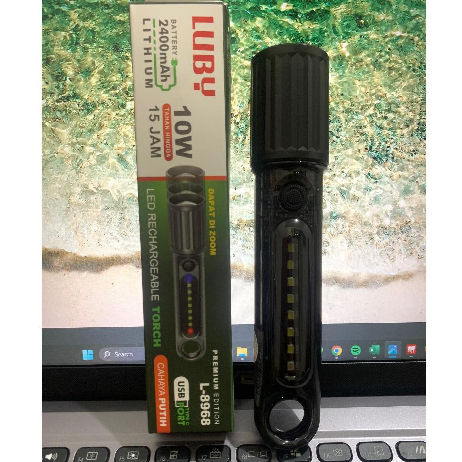 Jual Luby L-8968 Senter Led Zoom L-8968 Torch + COB 10W Senter Tangan ...