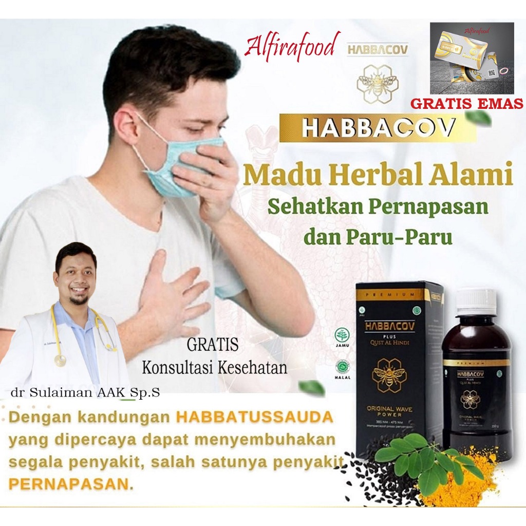 Jual Habbacov Madu Qust Al Hindi Habbatussauda Herbal Obat batuk 250ml ...