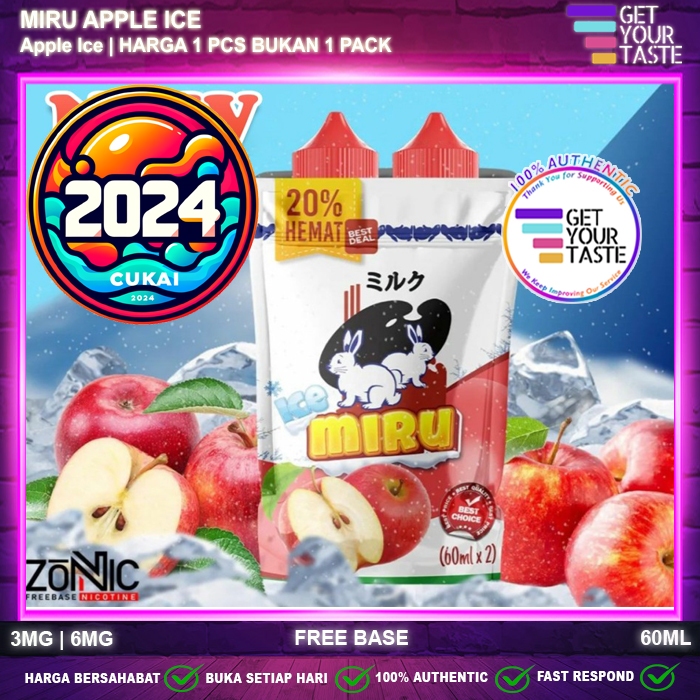 Jual Liquid Miru Fruity Apple Ice Apel 60ML Freebase by Jozojo Brewery ...