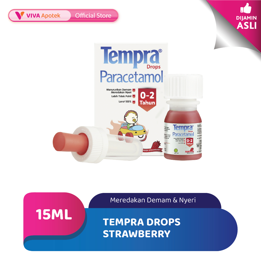 Jual Tempra Drops Strawberry untuk Penurun Demam Usia 0-2 Tahun (15 ml ...