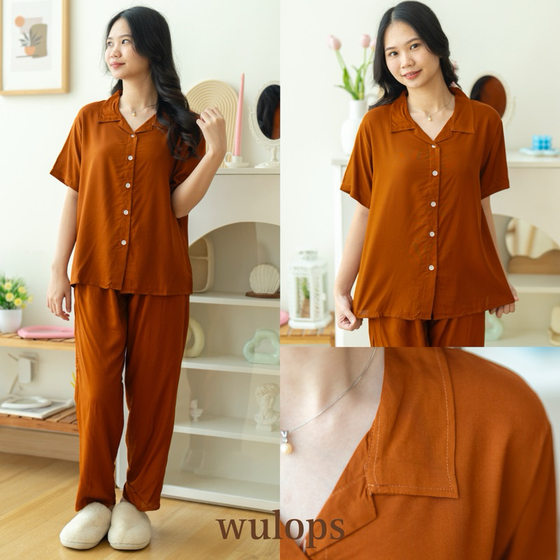 Jual WULOPS• Set Piyama Rayon | Piyama Busui Friendly | Piyama Aestetik ...
