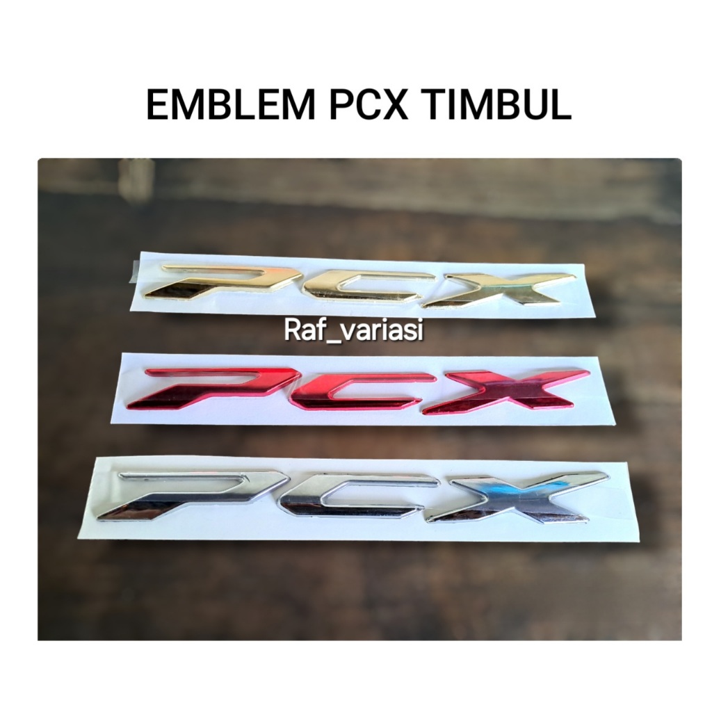 Jual Emblem PCX timbul 3D Chrome gold merah / emblem Honda PCX sepasang ...